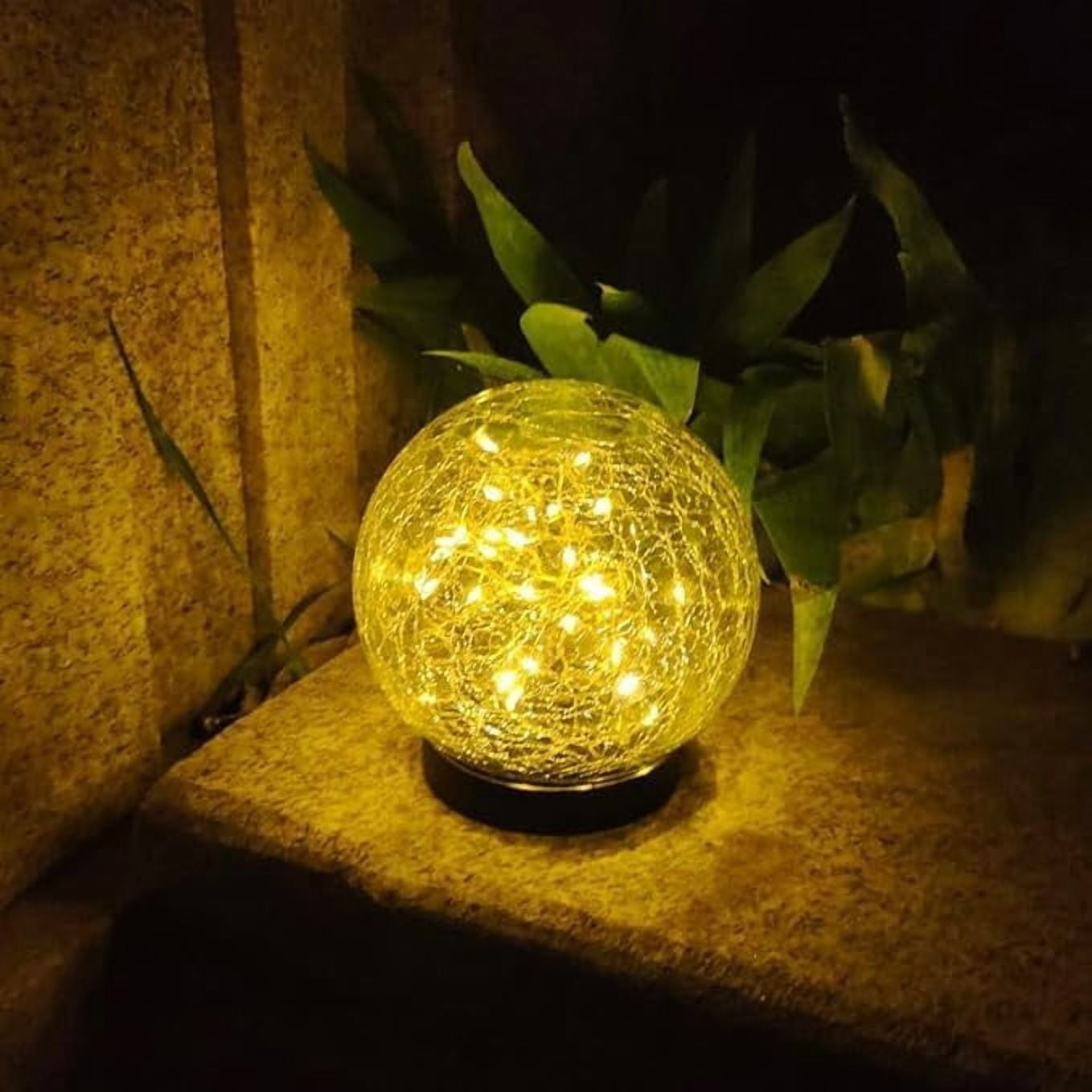 Huiyi Outdoor Solar Globe Lights, Waterproof Garden Crackle Glass Solar Lights, for Path Yard ...