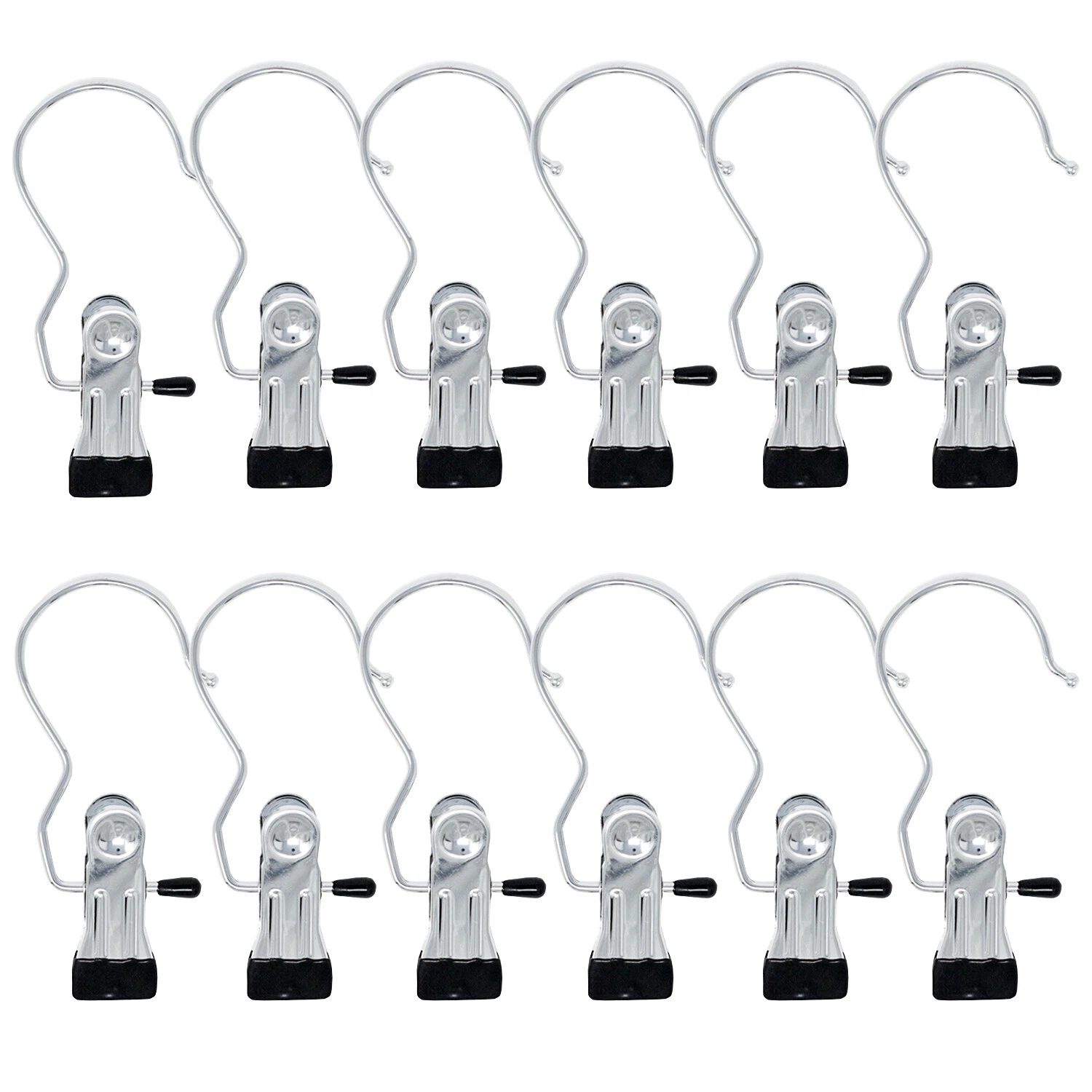 Huji Laundry Chrome Clothes Pins Clips For Hanging Boots Towels (12 ...