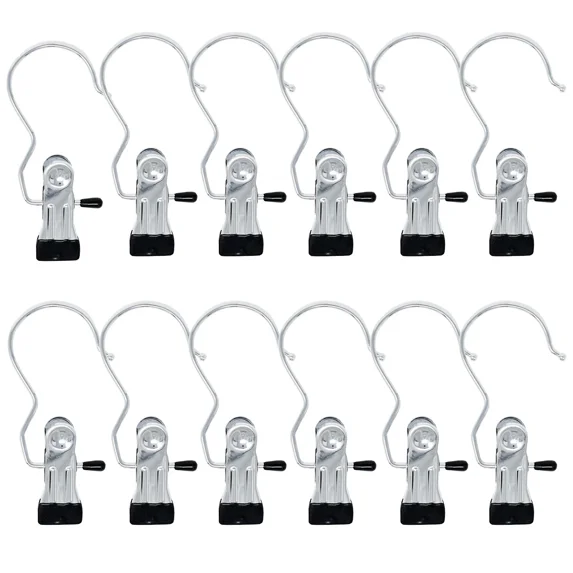 Huji Laundry Chrome Clothes Pins Clips For Hanging Boots Towels (12 ...