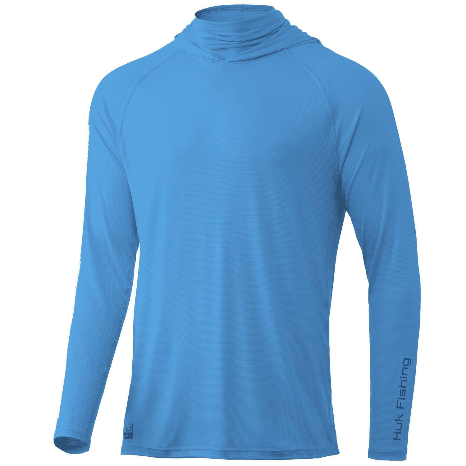 Huk Men's A1A Hooded Shirt - Long Sleeve - Azure Blue - Walmart.com