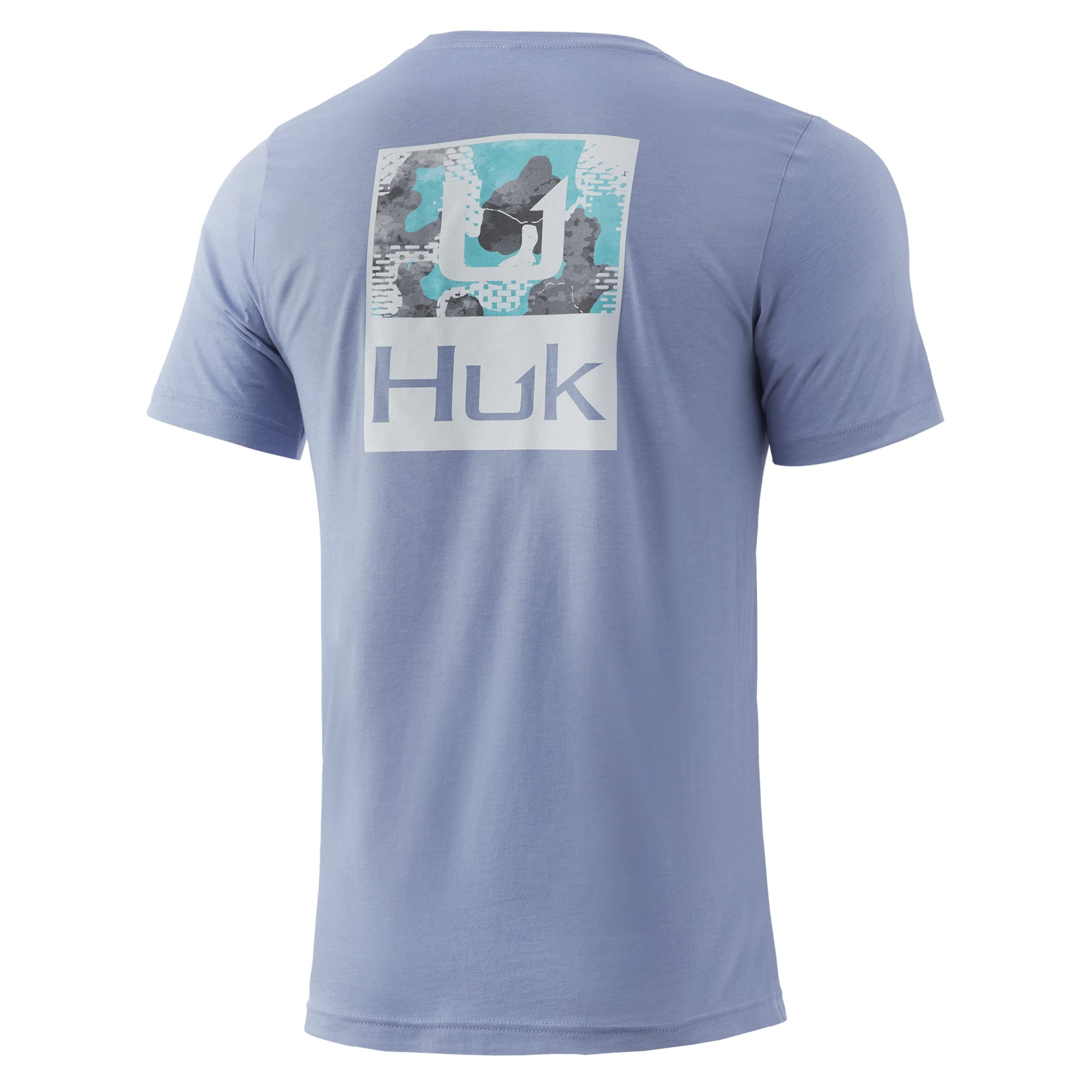 Huk Men's Huk'd Up Refraction Short Sleeve Tee Shirt (Dusk Blue Heather ...