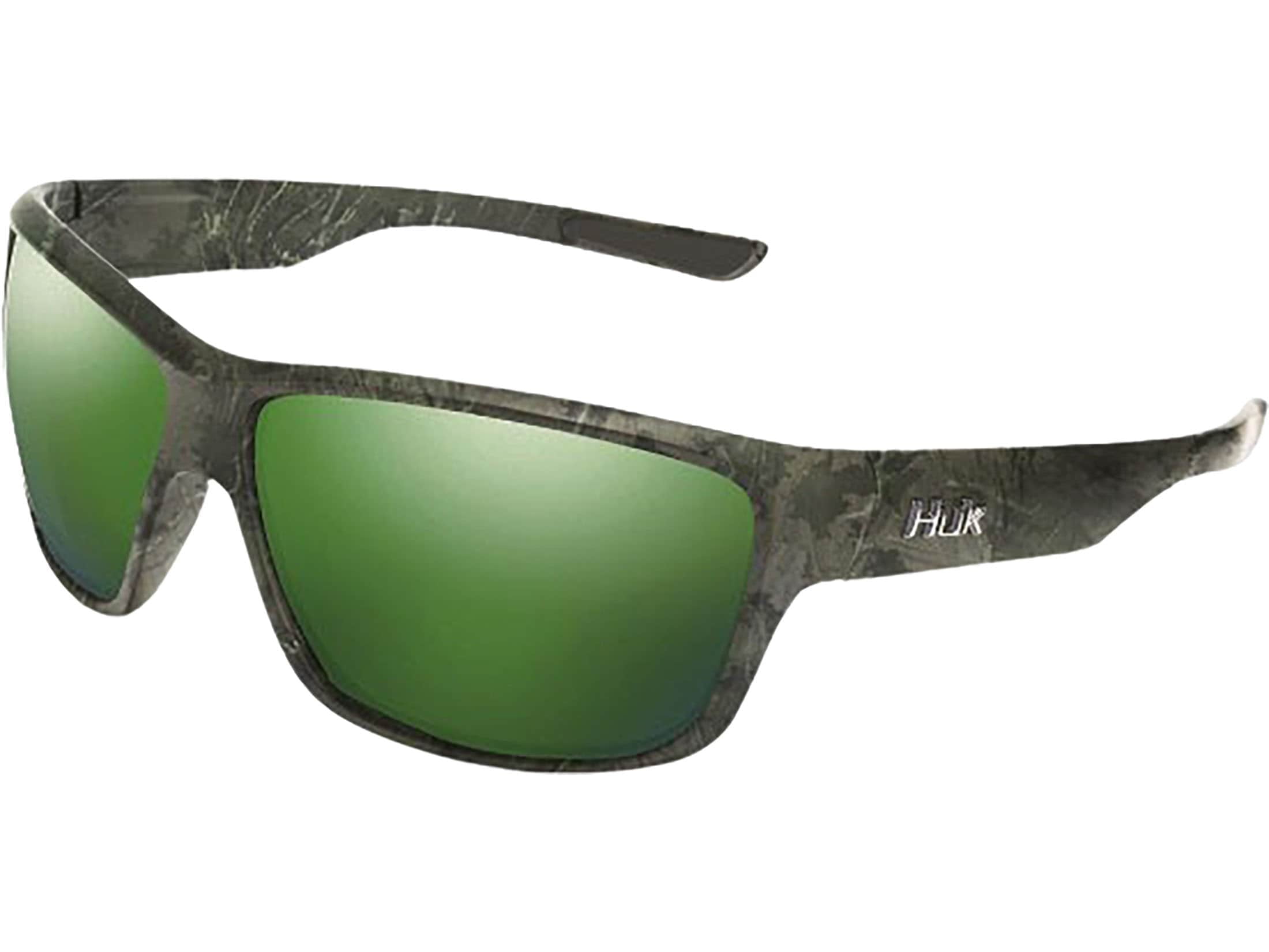 Huk Men's Spearpoint Polarized Sunglasses Matte Black Camo Frame Green ...