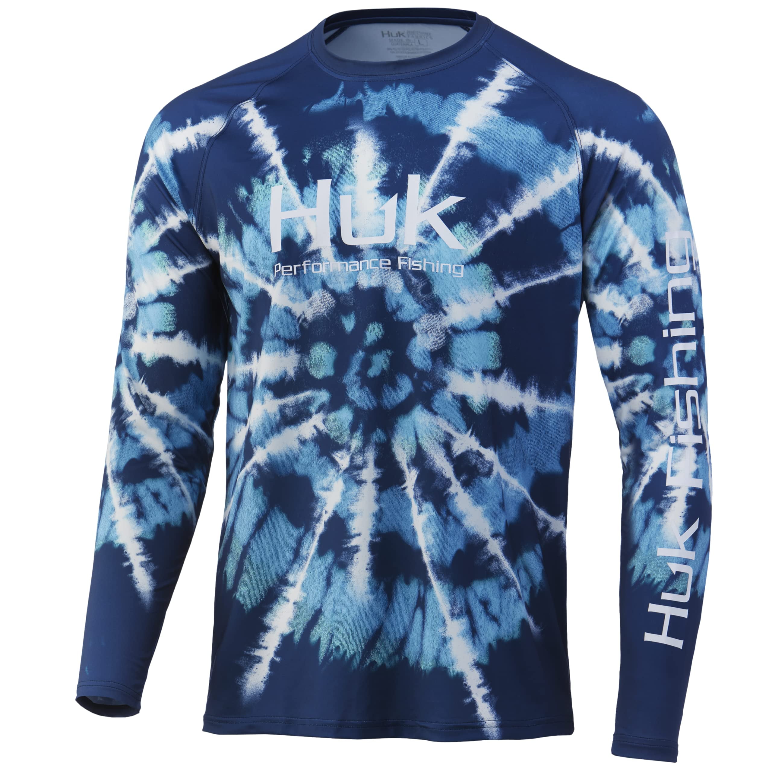 Huk Spiral Dye Pursuit Ls (Spiral Dye - Deep Ocean Blue, Large ...