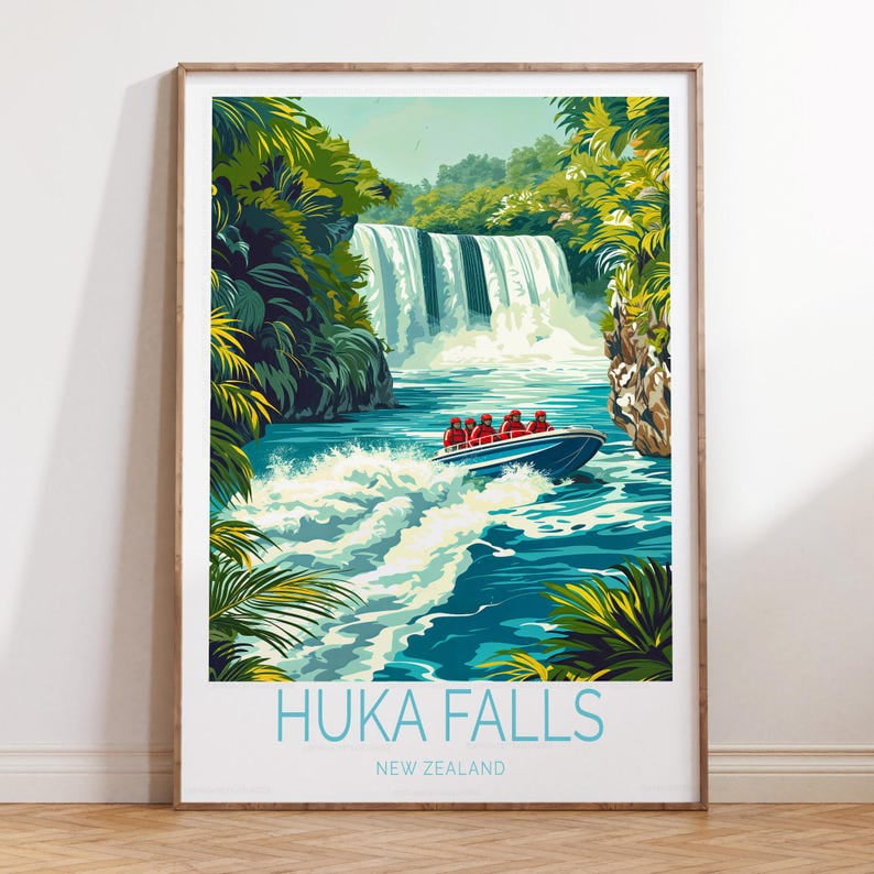 Huka Falls NZ Poster – New Zealand Wall Art, Huka Falls Print, Gift for ...
