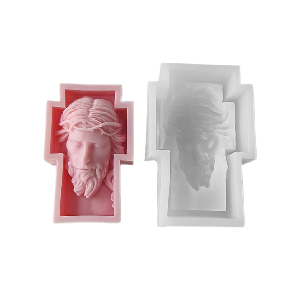 Hukai 3D Crosses Statue Silicone Mold Unique Bust Sculpture Candle ...