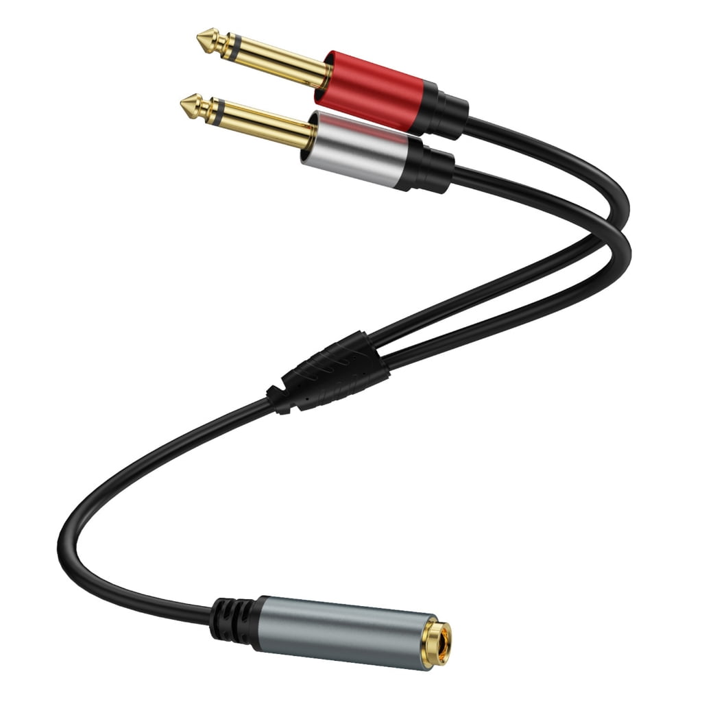 Hukai 6.35mm Stereo Female Plugs to 2x 6.35mm Male Music Speakers ...