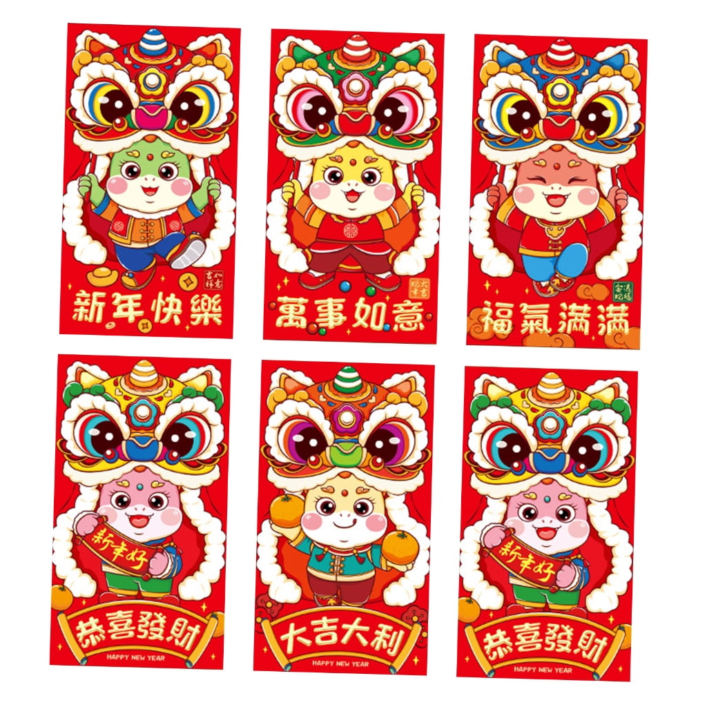 Hukai 6Pcs Redness Envelopes for Traditional Spring Festival 2025 Snake ...