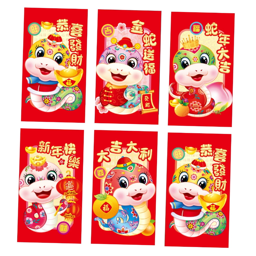 Hukai 6Pcs Redness Envelopes for Traditional Spring Festival 2025 Snake ...
