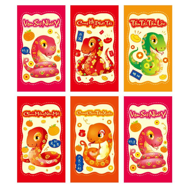 Hukai 6Pcs Redness Envelopes for Traditional Spring Festival 2025 Snake ...
