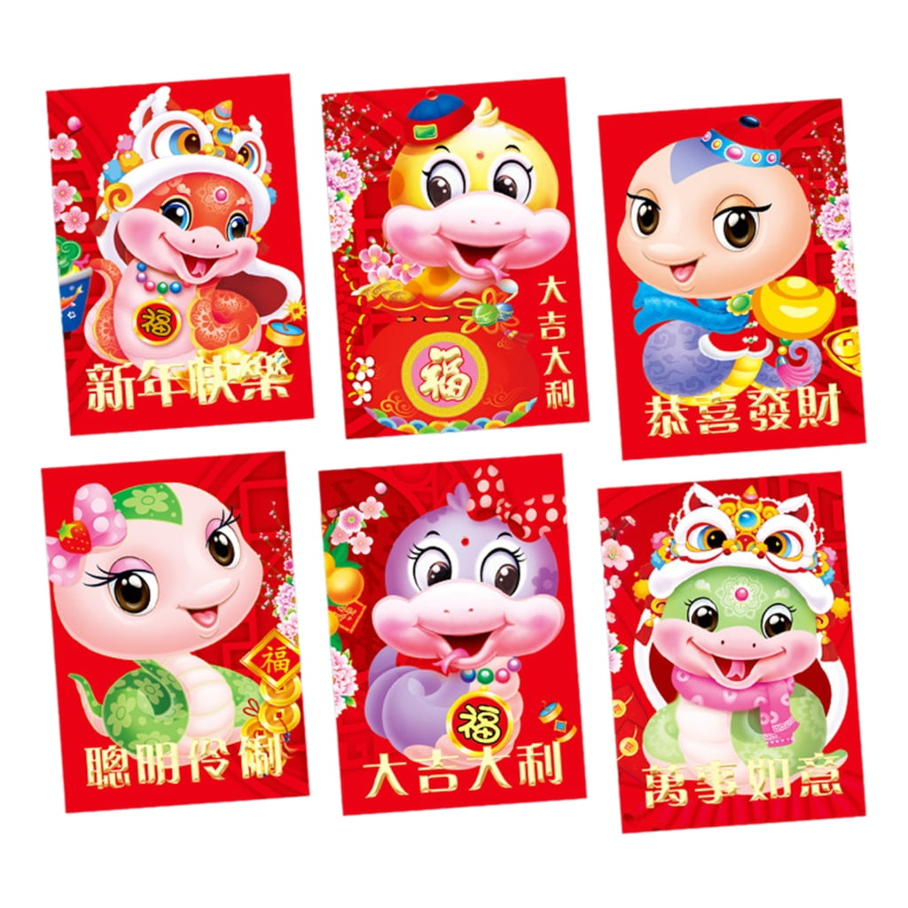 Hukai 6Pcs Snake Year Envelope Pouches 2025 Snake Year Celebration Cash ...