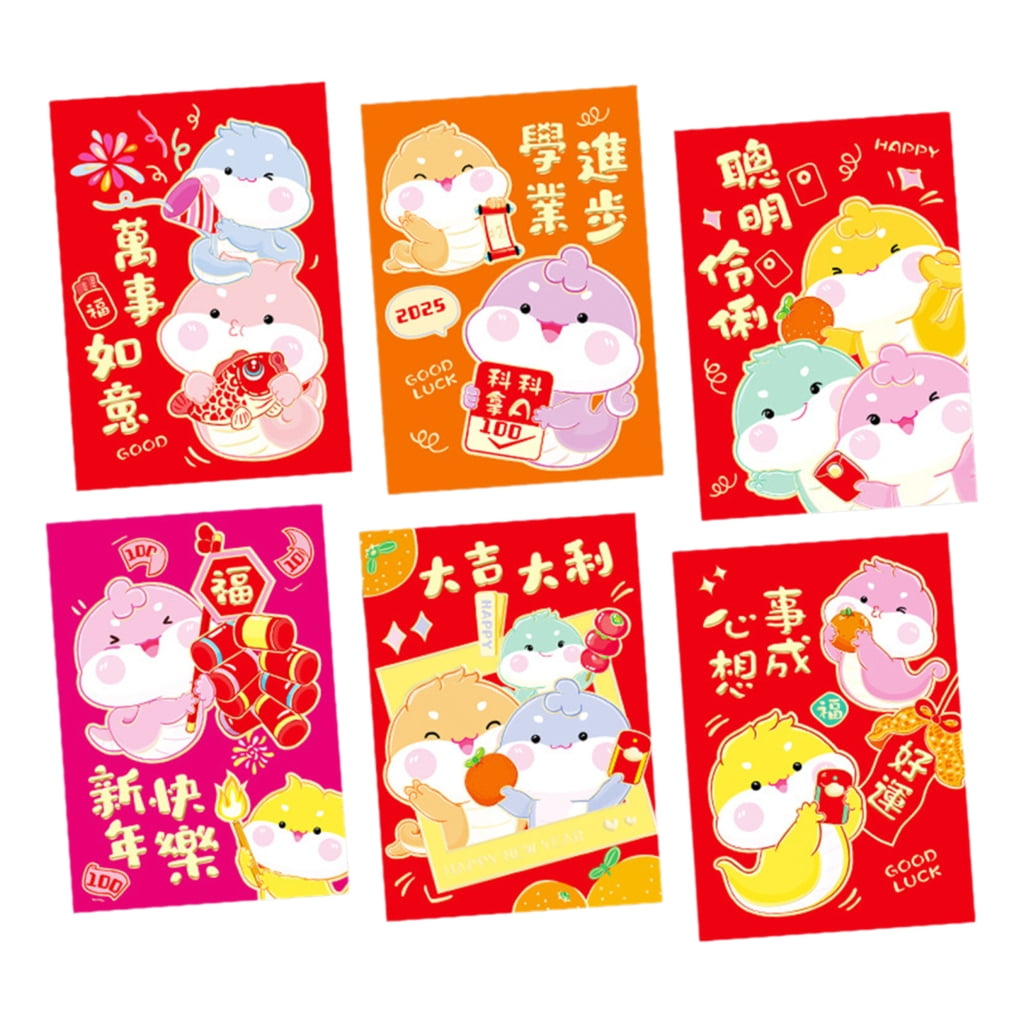 Hukai 6Pcs Snake Year Envelope Pouches 2025 Snake Year Celebration Cash ...