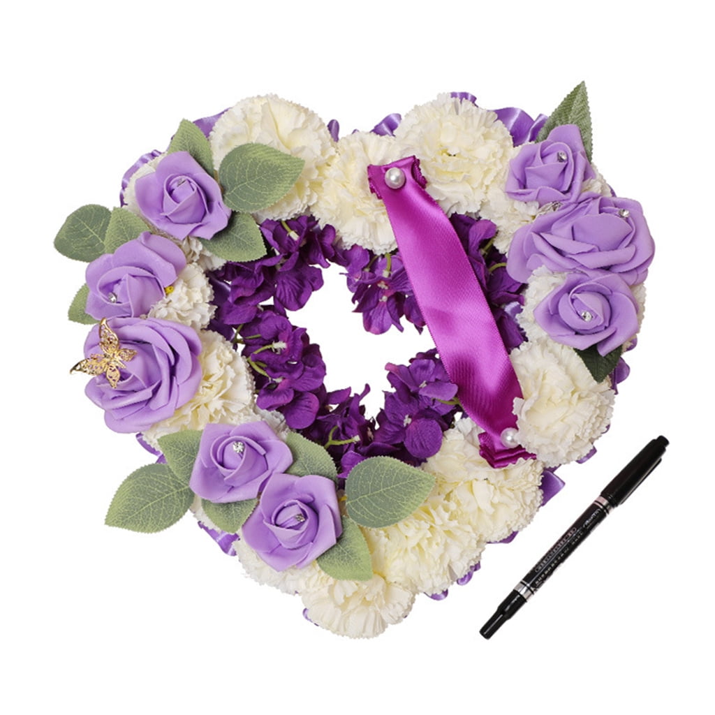 Hukai Artificial Flower Funeral Floral Arrangement Heart Shape Memorial ...