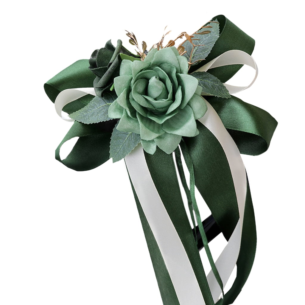 Hukai Elegant Wedding Car Door Handle Ribbon Decorations Door Handle ...