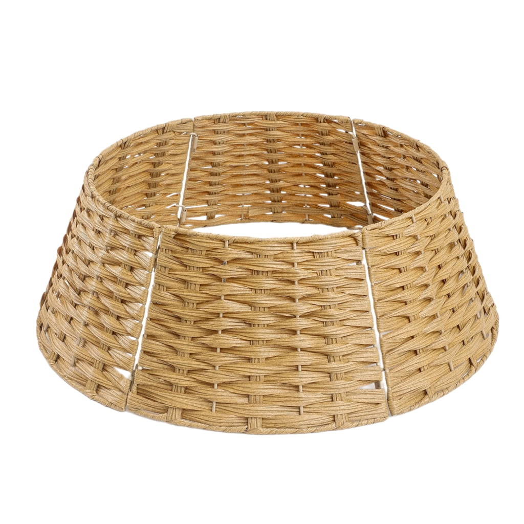 Hukai Natural Wicker Christmas Tree Skirt Decorative Wicker Tree Skirt ...