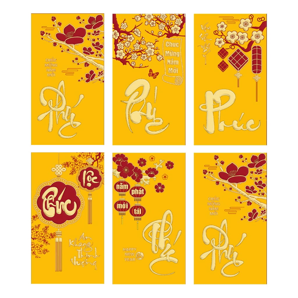 Hukai Pack Of 6 Chinese New Year Redness Envelopes for 2025 Snake Year ...