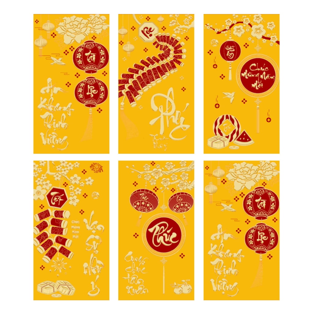Hukai Pack Of 6 Chinese New Year Redness Envelopes for 2025 Snake Year ...