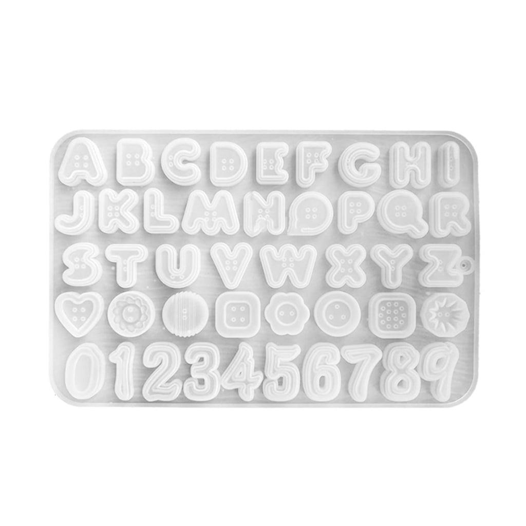Hukai Silicone Fondant Mold Button Shape Letters and Numbers Chocolate ...
