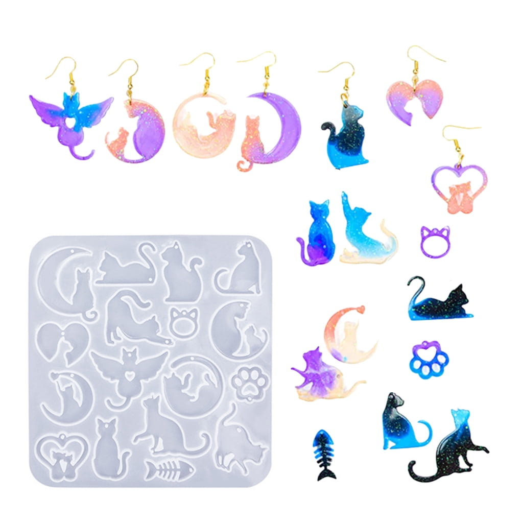 Hukai Unique Drop Earrings Silicone Molds Soft Crafting Moulds Cats ...