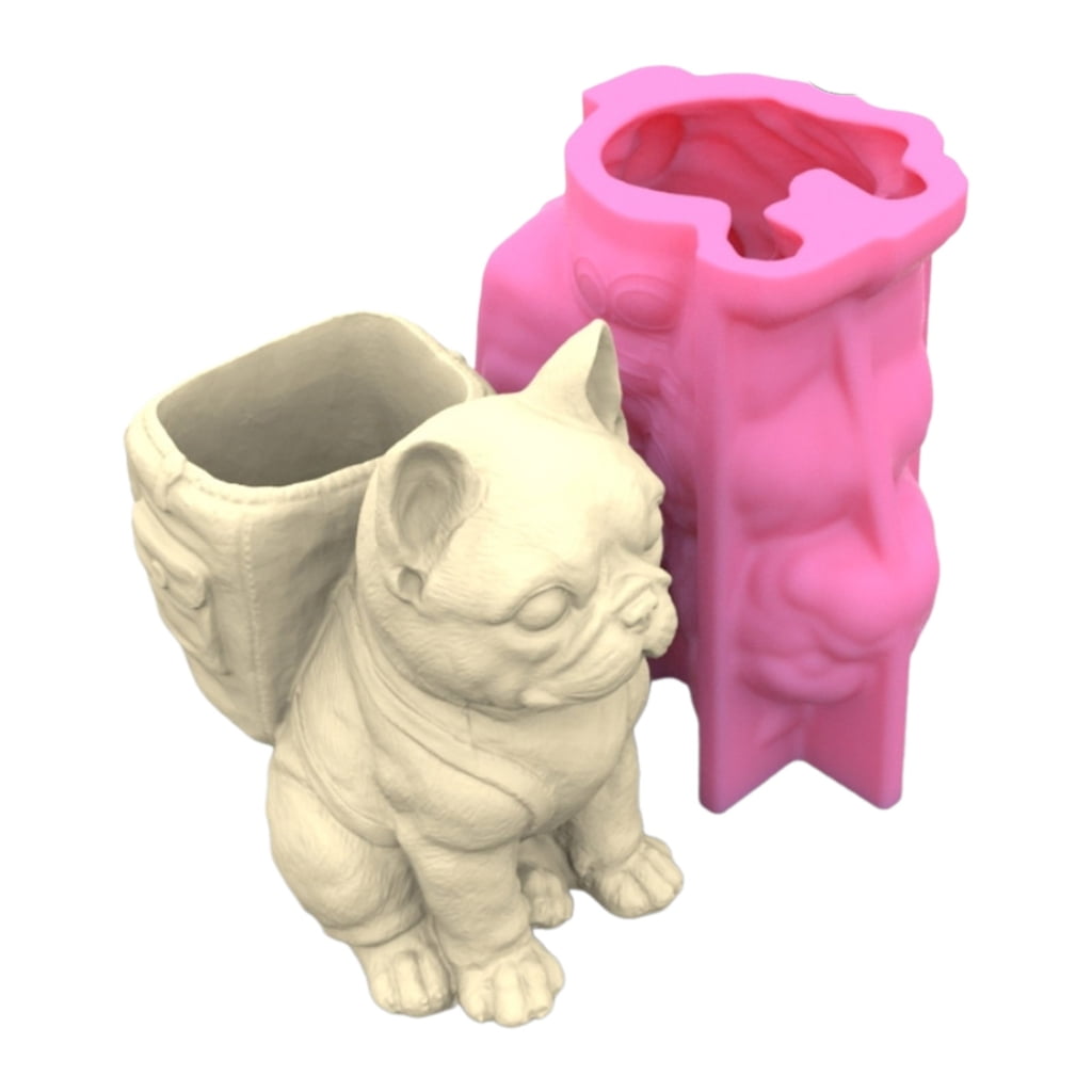 Hukai Unique Silicone Mould 3D Flower Molds Cute Dog Shaped Pen Holder ...
