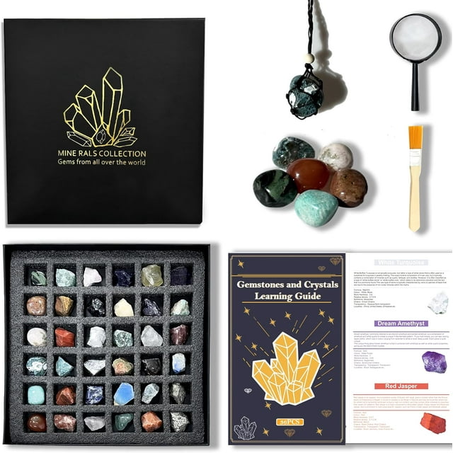Hukalw Rock Collection Kit for Kids, 36 Pcs Rocks, Gemstones and ...