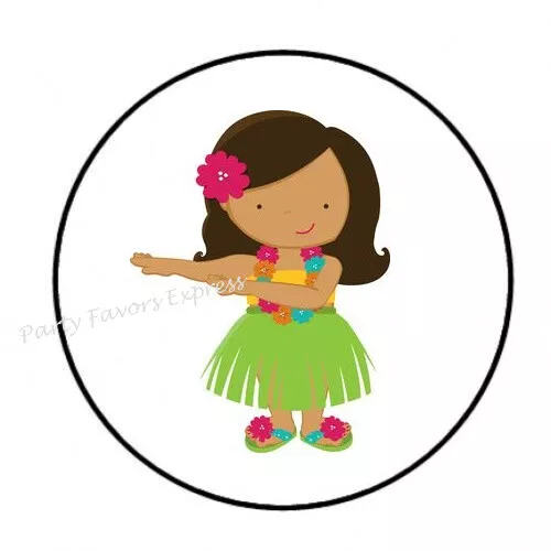 Hula Girl Dancer Luau Stickers Party Favors Phone Decal Water Bottle ...