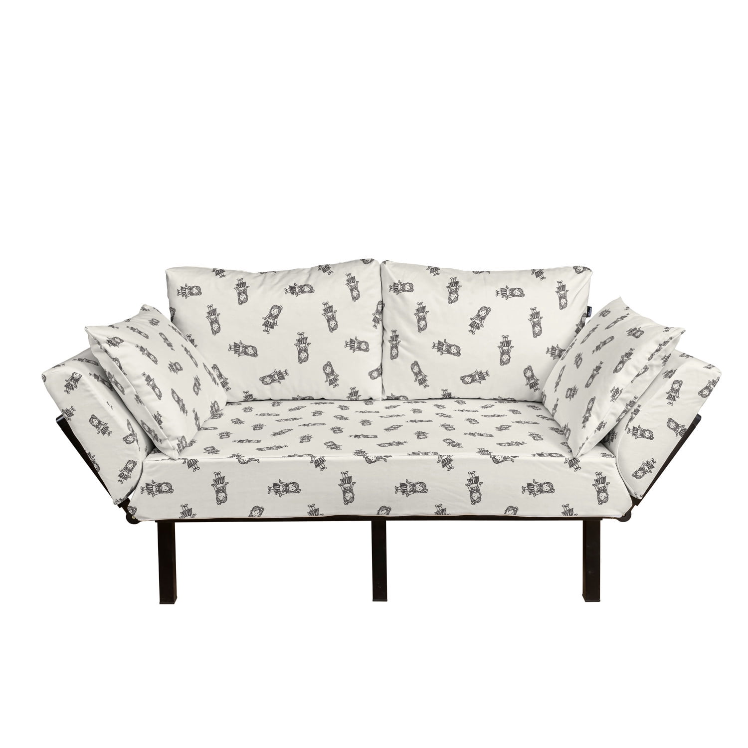 Hula Girl Futon Couch, Doodle Repeating Dancers Pattern Caribbean ...