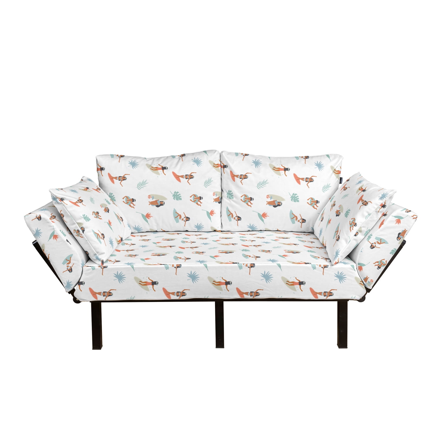 Hula Girl Futon Couch, Women in a Swimsuit Swimming Surfing Dancing ...