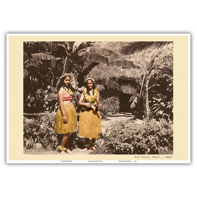 Hula Girls Hawaii - Vintage B&W Historical Photograph c.1930 - Master ...