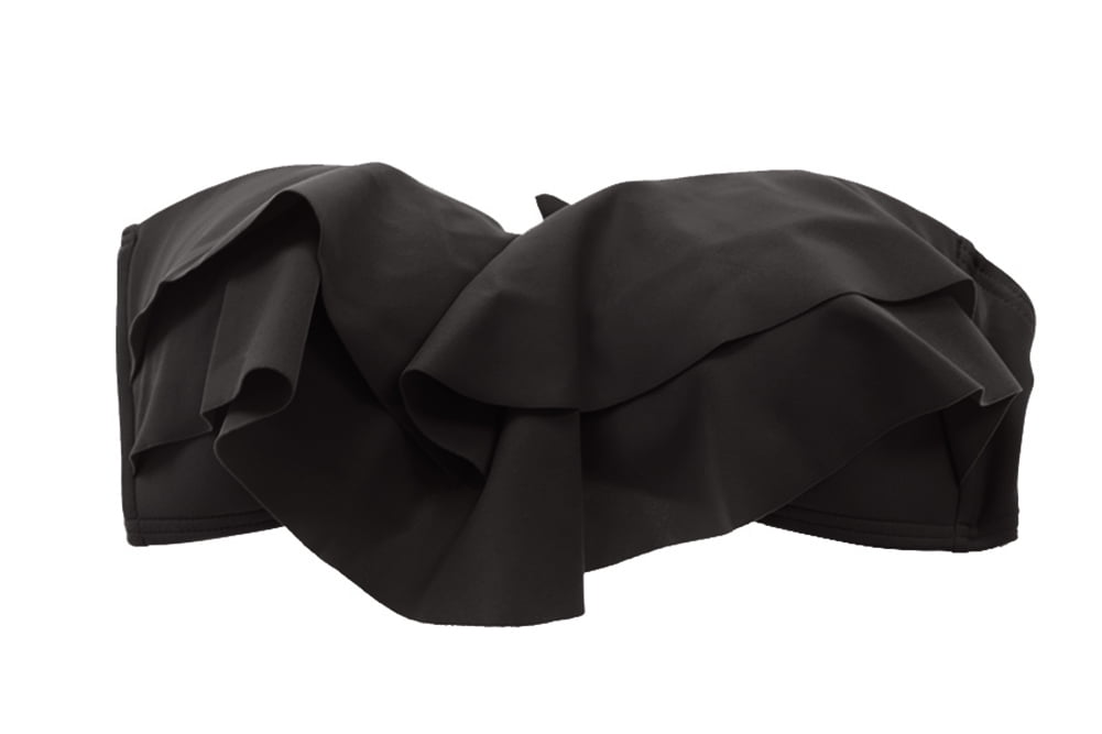 Hula Honey Black Tiered Ruffle Bikini Top S
