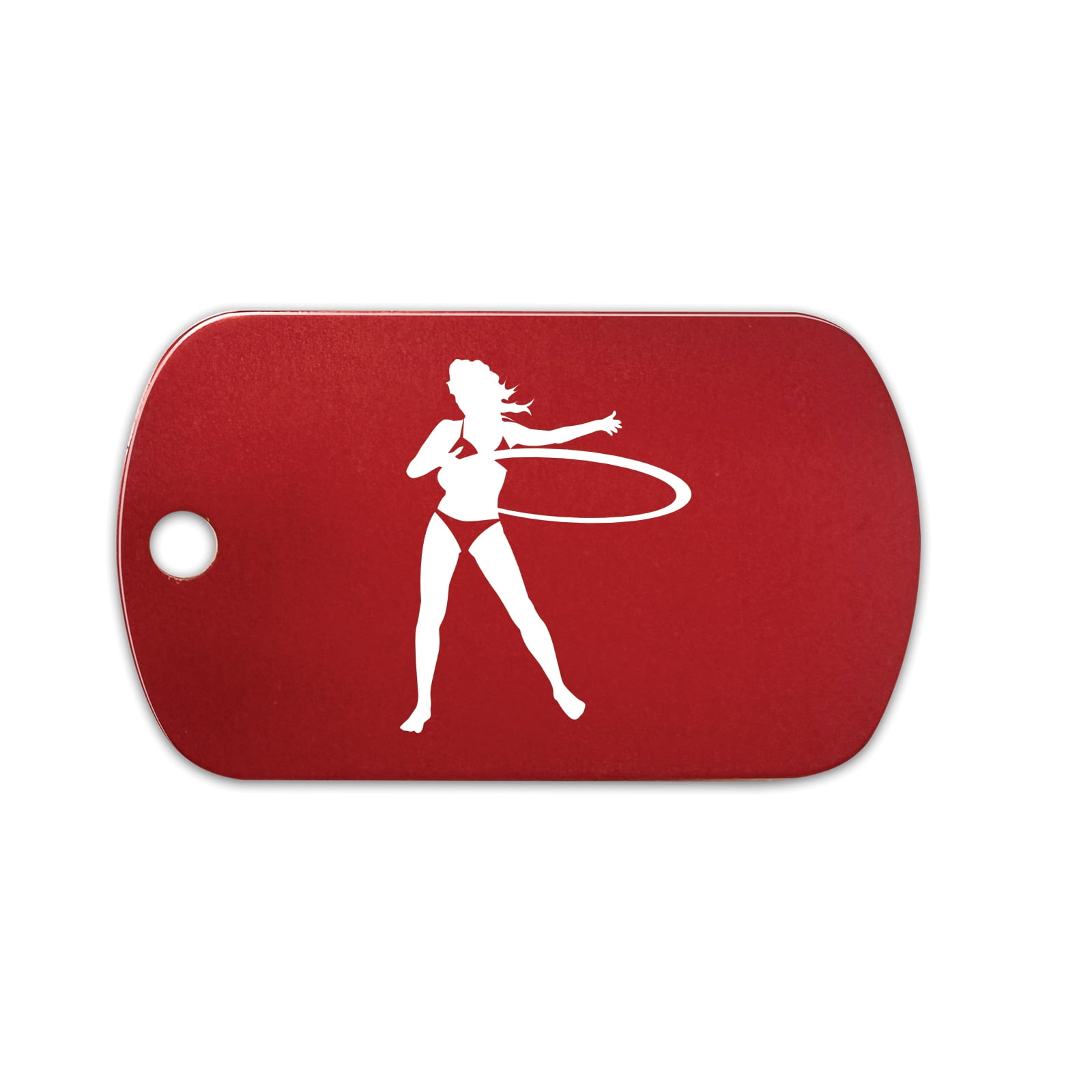 Hula Hoop Girl GI Dog Tag Aluminum Keychain beach sexy - Red - Walmart.com