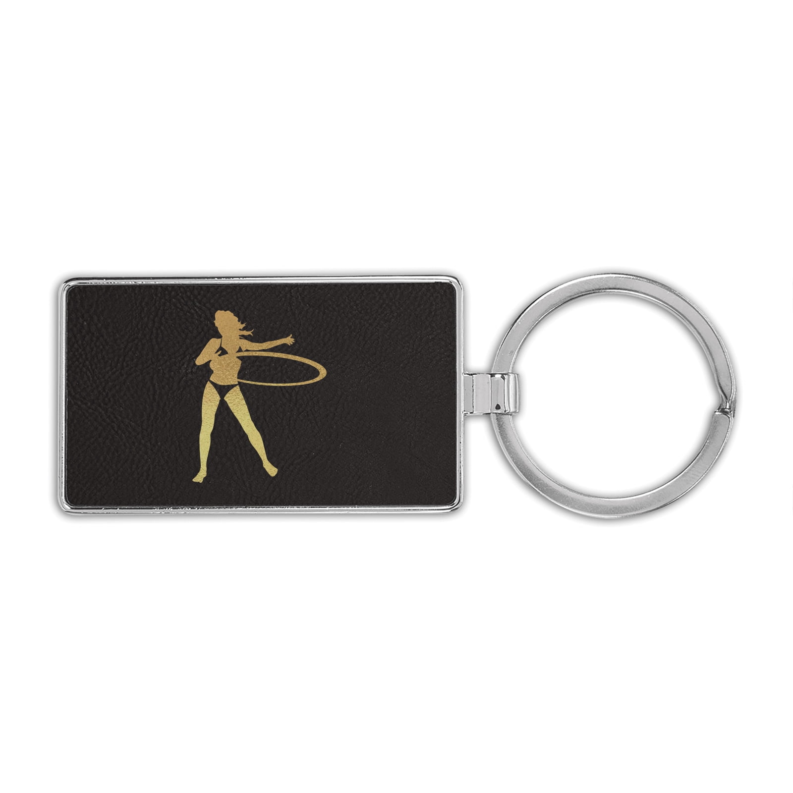 Hula Hoop Girl Premium Leatherette Keychain beach sexy - Black/Gold ...