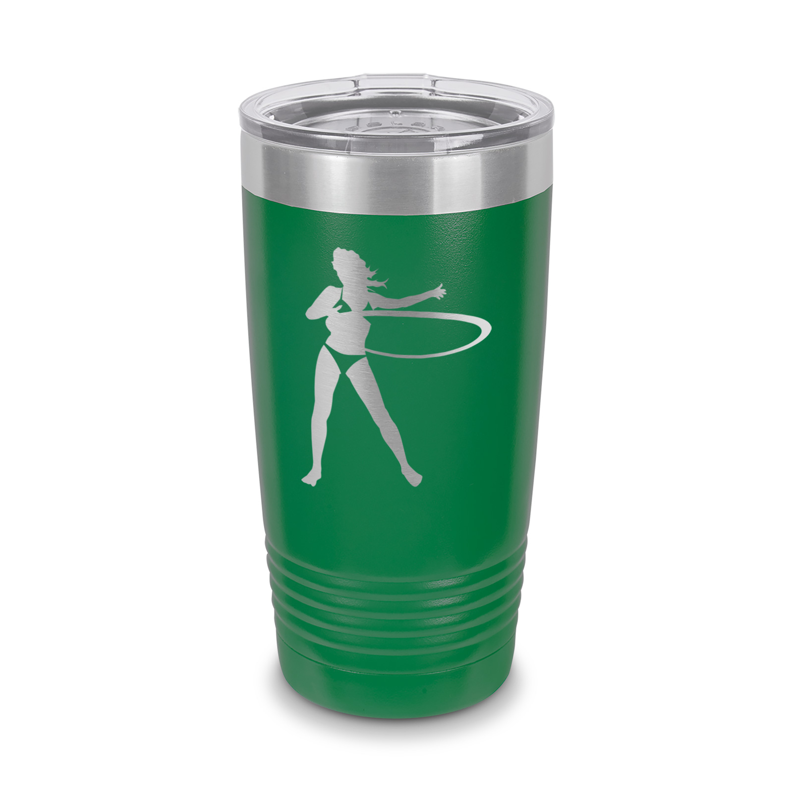 Hula Hoop Girl Tumbler 20 oz - Laser Engraved w/ Clear Lid - Stainless ...