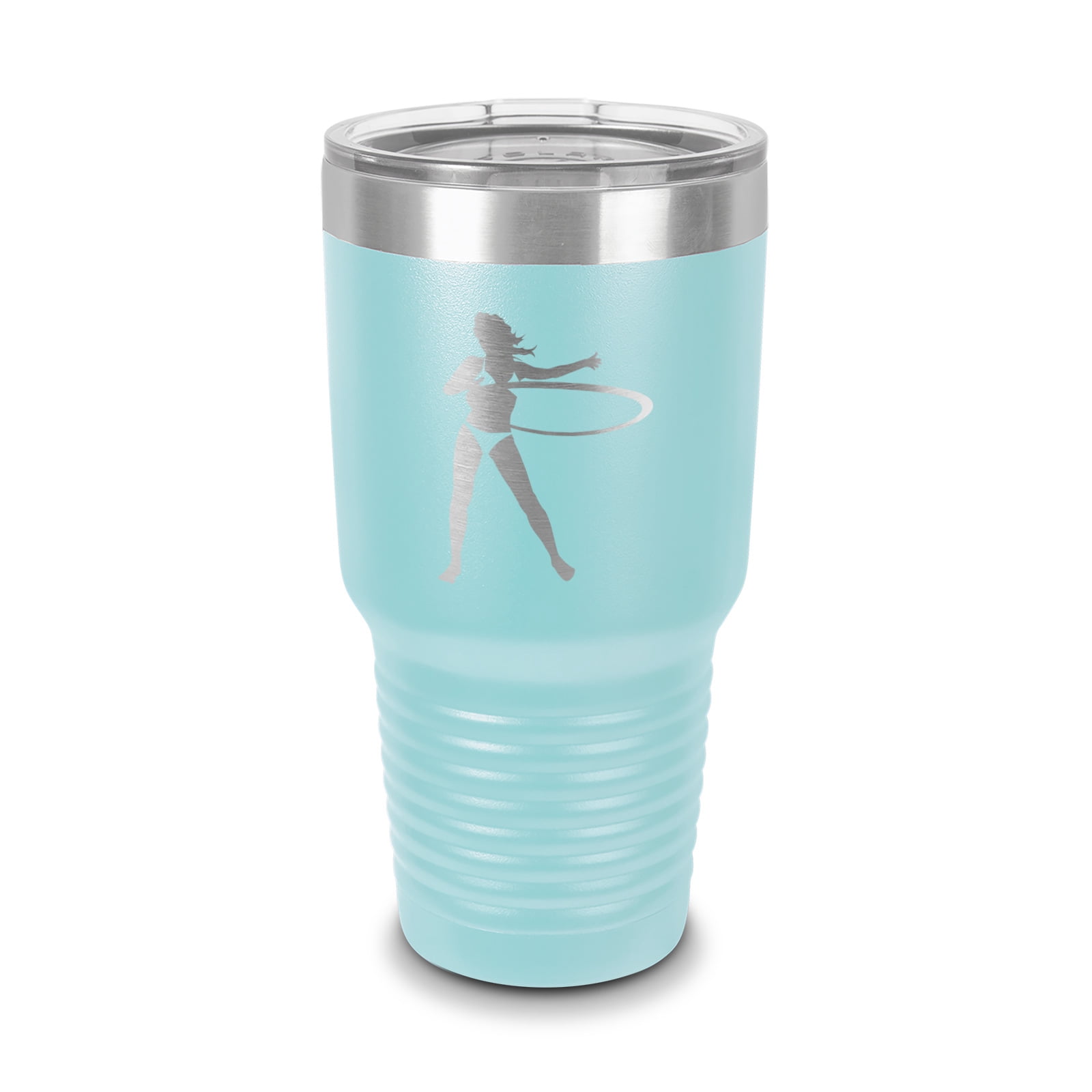 Hula Hoop Girl Tumbler 30 oz - Laser Engraved w/ Clear Lid - Stainless ...