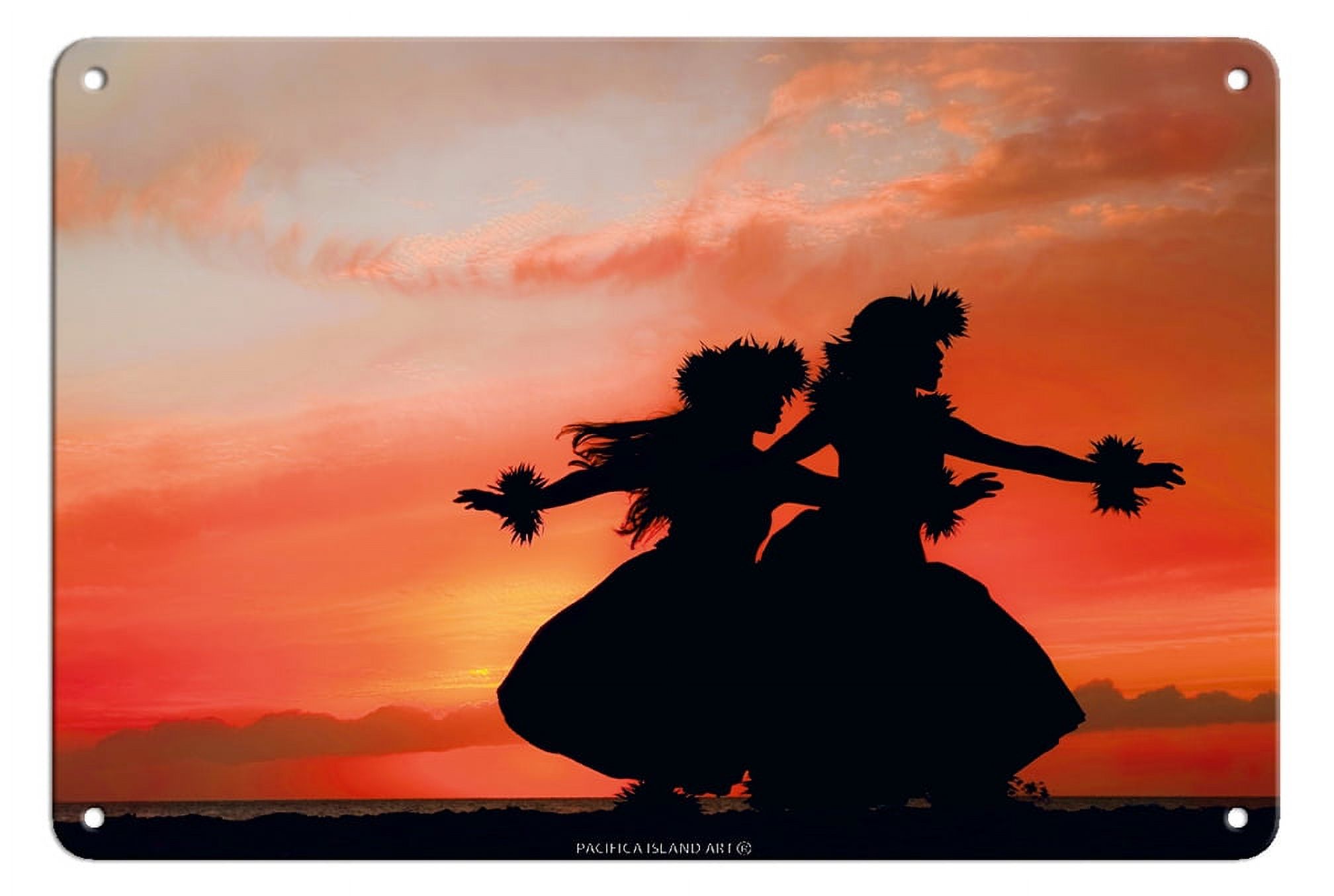 Hula Sisters - Young Hawaiian Dancers at Sunset - From an Original ...