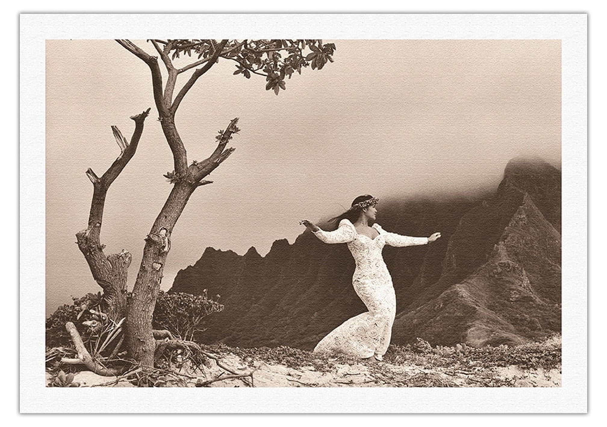 Hula 'auana (Modern Style) Hawaiian Dancer - Vintage Sepia Toned ...