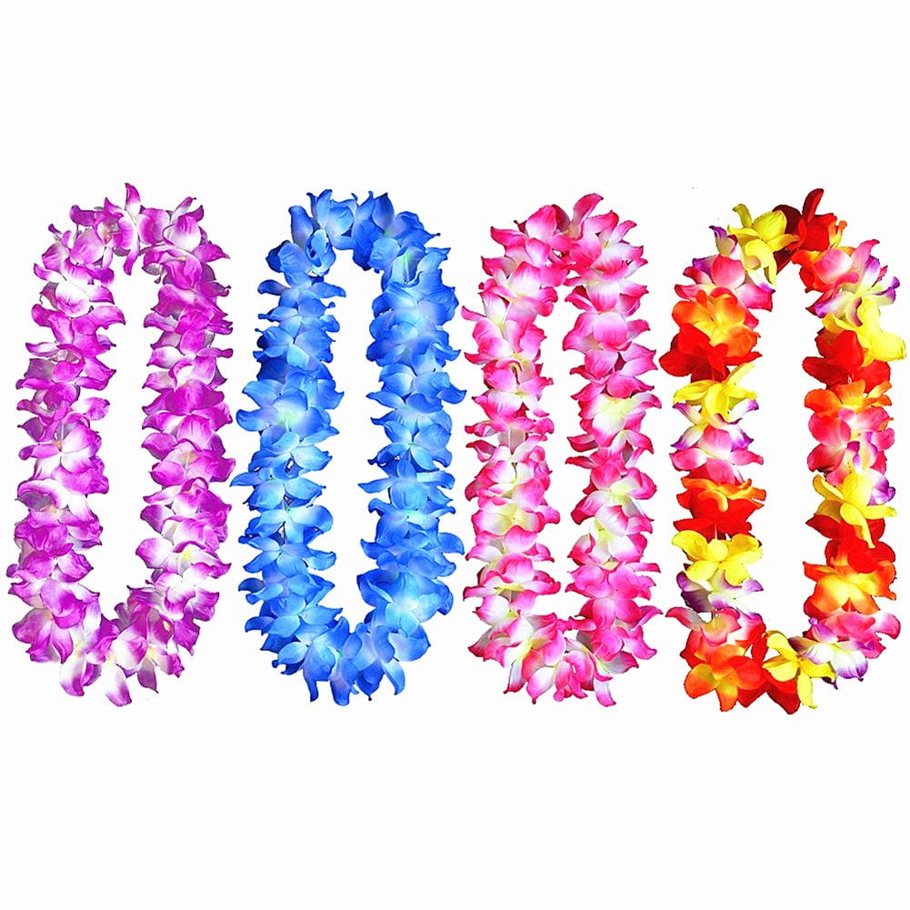 Hula leis garland, artificial flower wreath neck loop for luau party, Hawaiian dance costume ...
