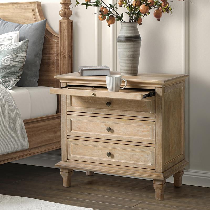 Hulala Lionel 3 Drawer Nightstand with Built-In Outlets, Charging ...