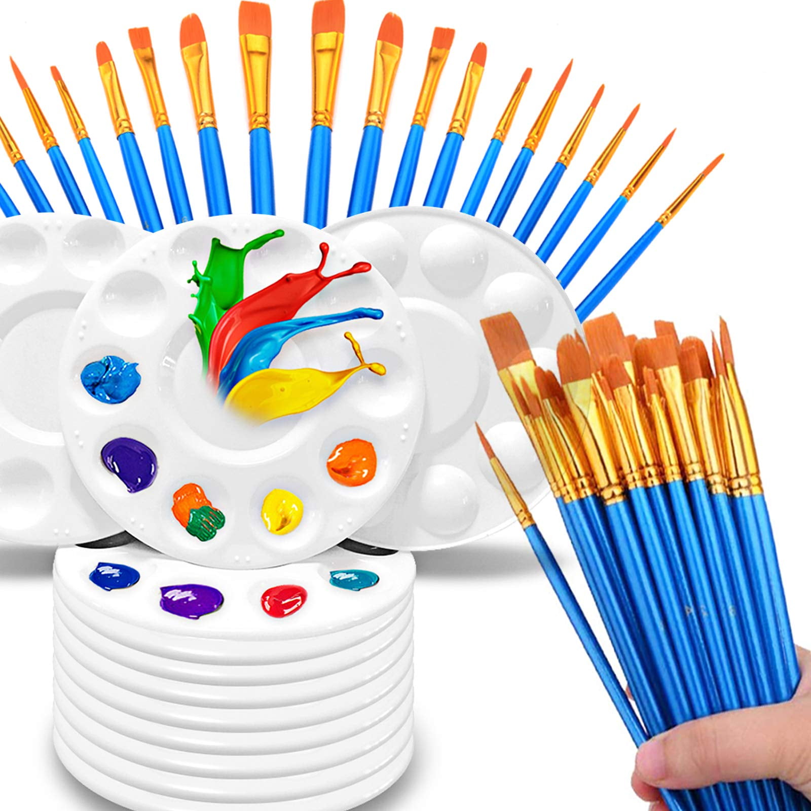 Hulameda Paint Brushes Set, 5 Packs/ 50 Pcs Round Pointed Tip ...