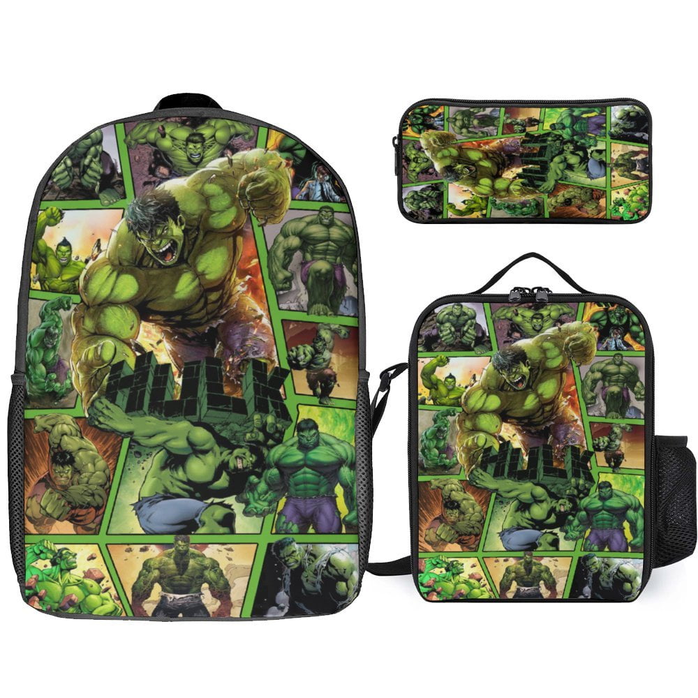 Hulk 3Pcs Backpack Set Sport Travel Backpacks With Lunch Box & Pencil ...
