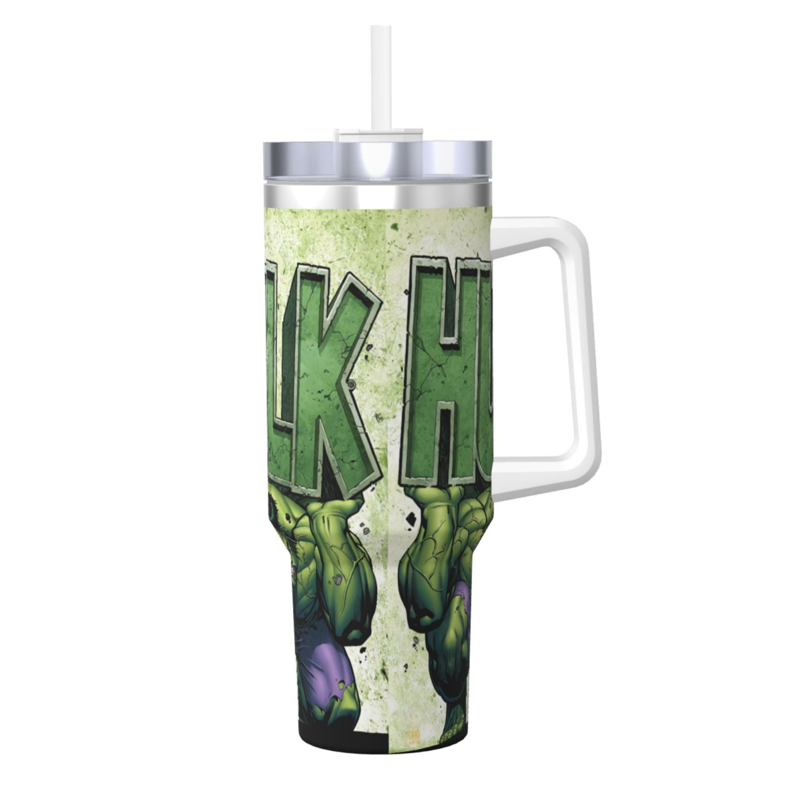 Hulk 40oz Ice Bully With Handle Straw And Lid, Print Stainless Steel ...