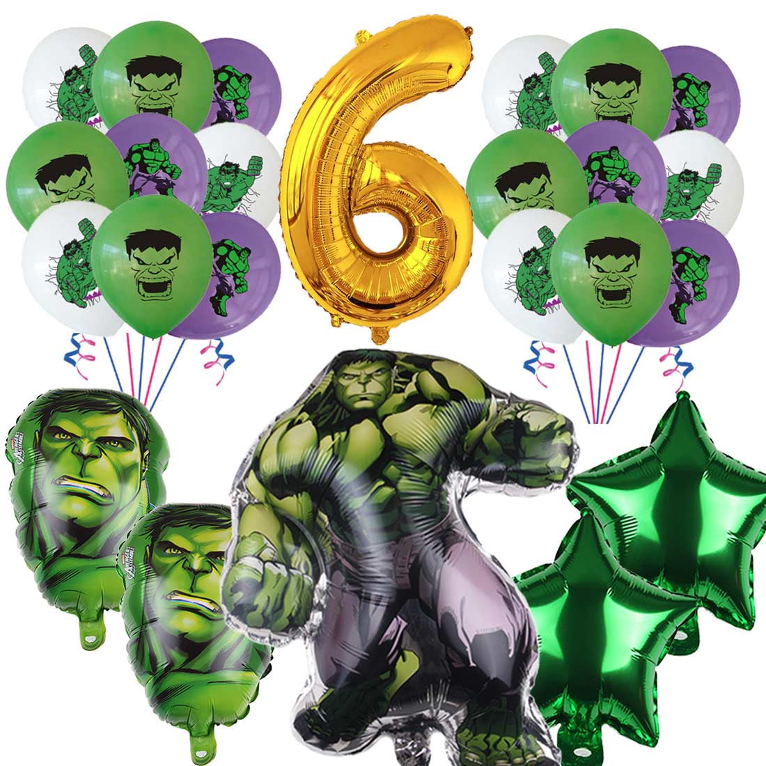 Hulk Balloons Party Supplies 6th Big Number Decorations Decor Kit ...