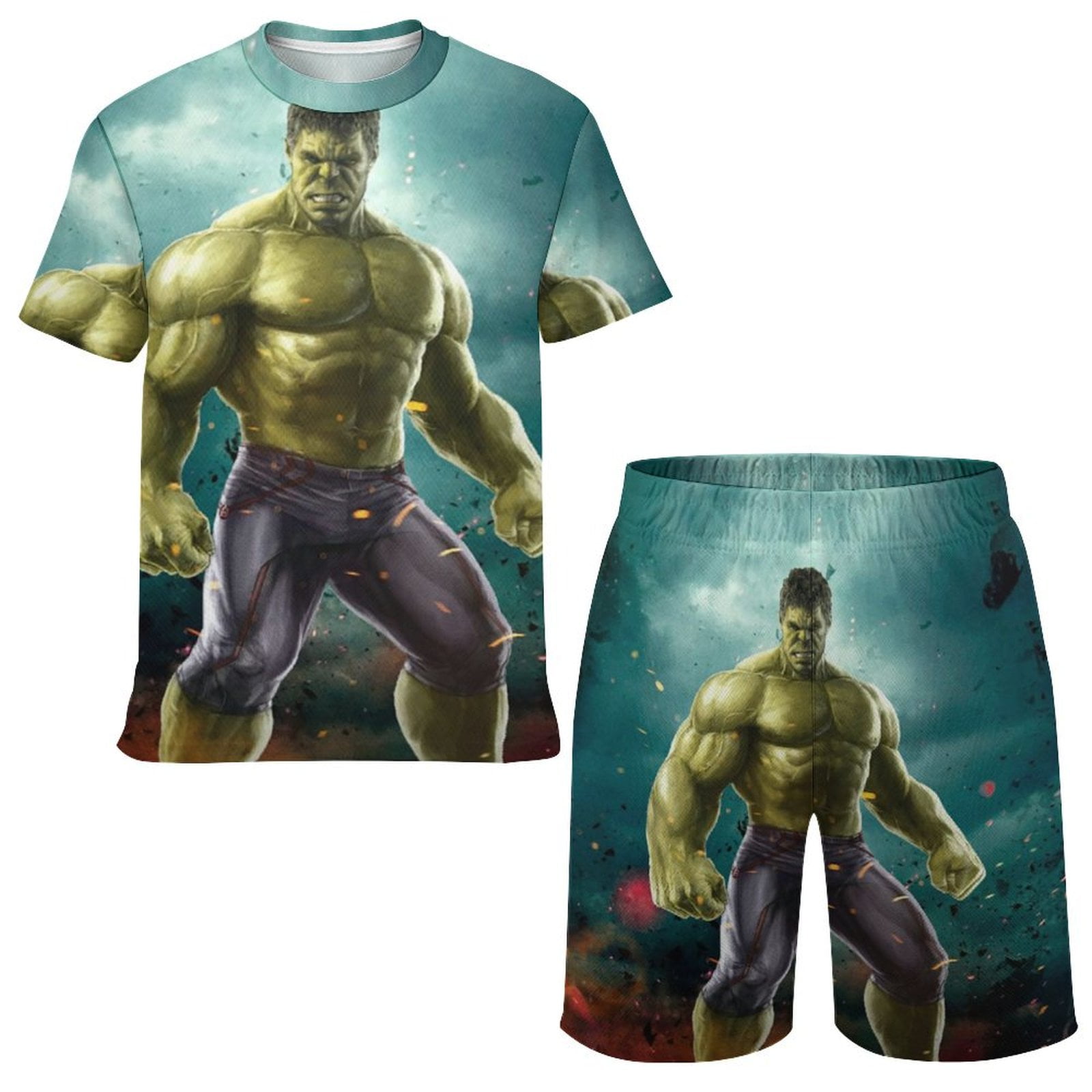 Hulk Boys Short Sleeve Mesh T-Shirt And Shorts Outfit Set Summer ...
