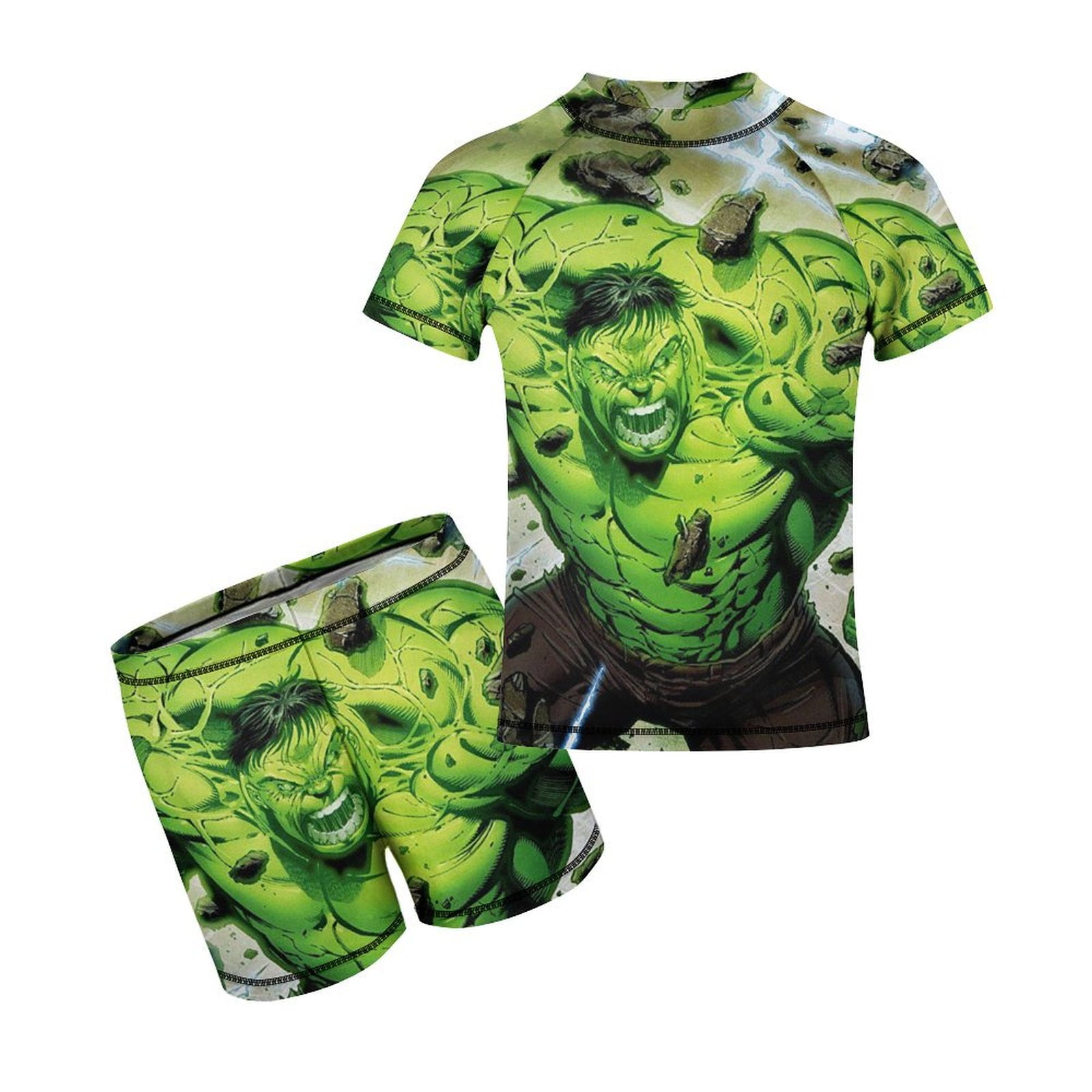 Hulk Boys Two Piece Swimsuit Kids Swimwear Set Short Sleeve Bathing ...