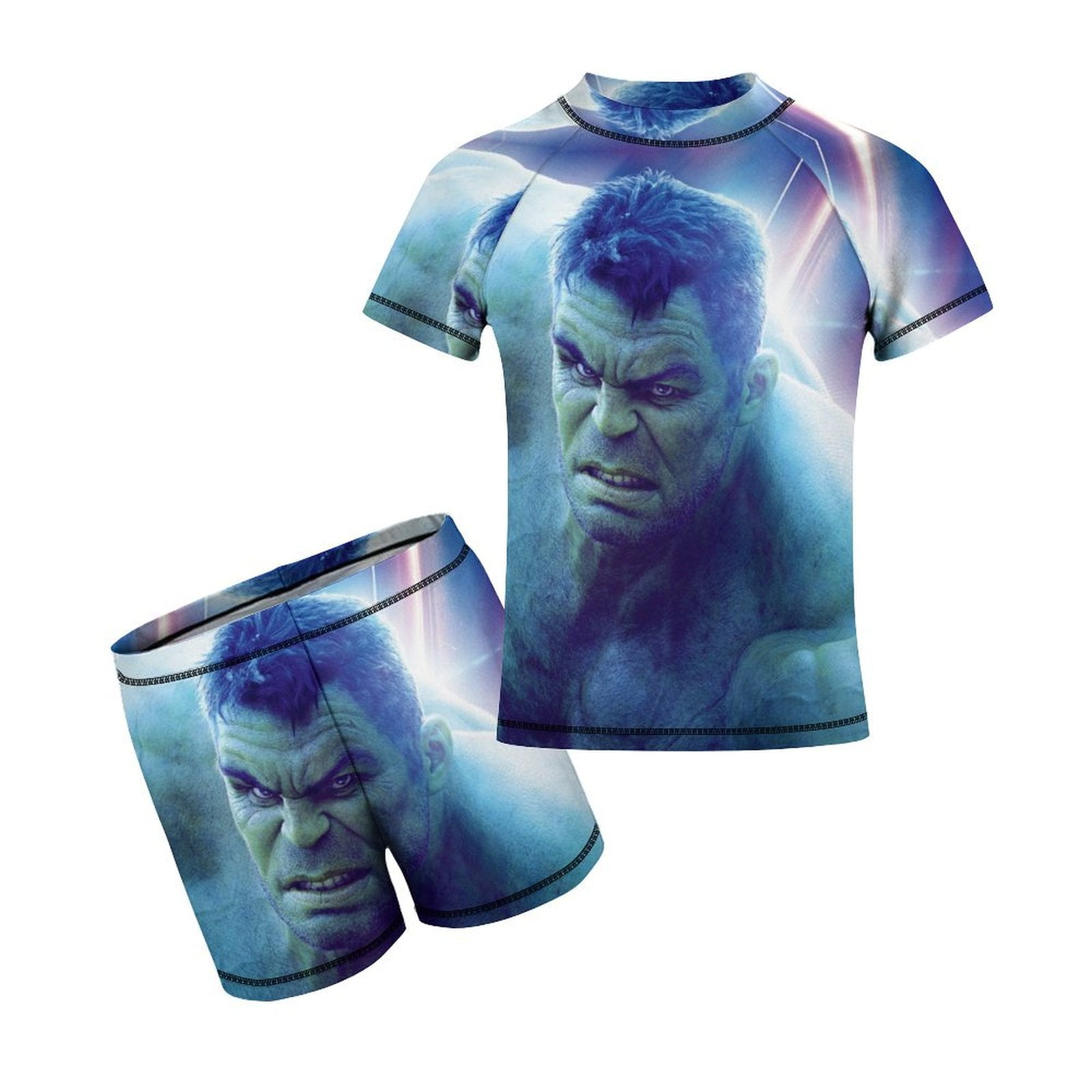 Hulk Boys Two Piece Swimsuit Kids Swimwear Set Short Sleeve Bathing ...