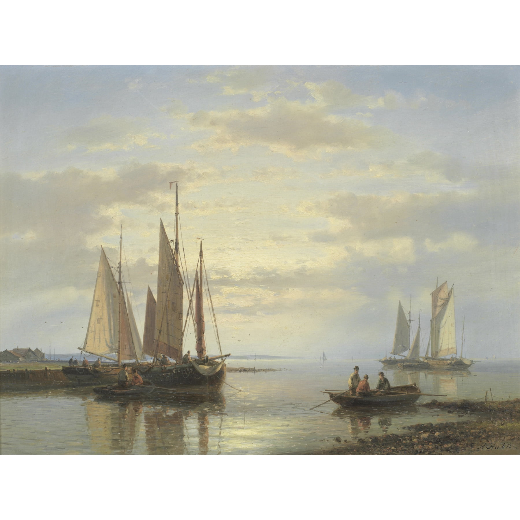 Hulk Calm Waters Boats Classic Painting Extra Large Art Print Wall ...