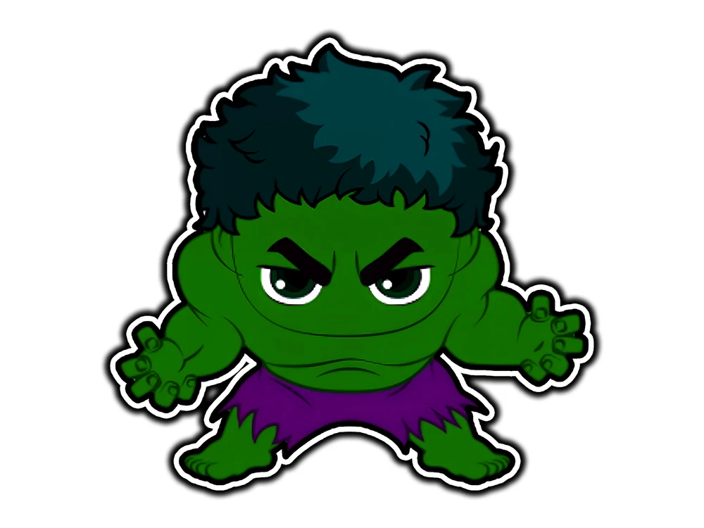 Hulk Chibi Sticker Cartoon Sticker, Phone Decal Water Bottle Stickers ...