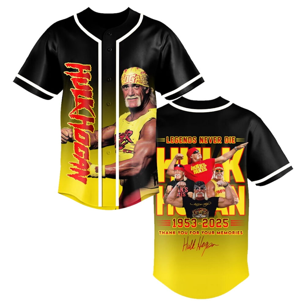 Hulk Hogan 1953-2025 Baseball Jersey V-Neck Short Sleeve Button-up ...