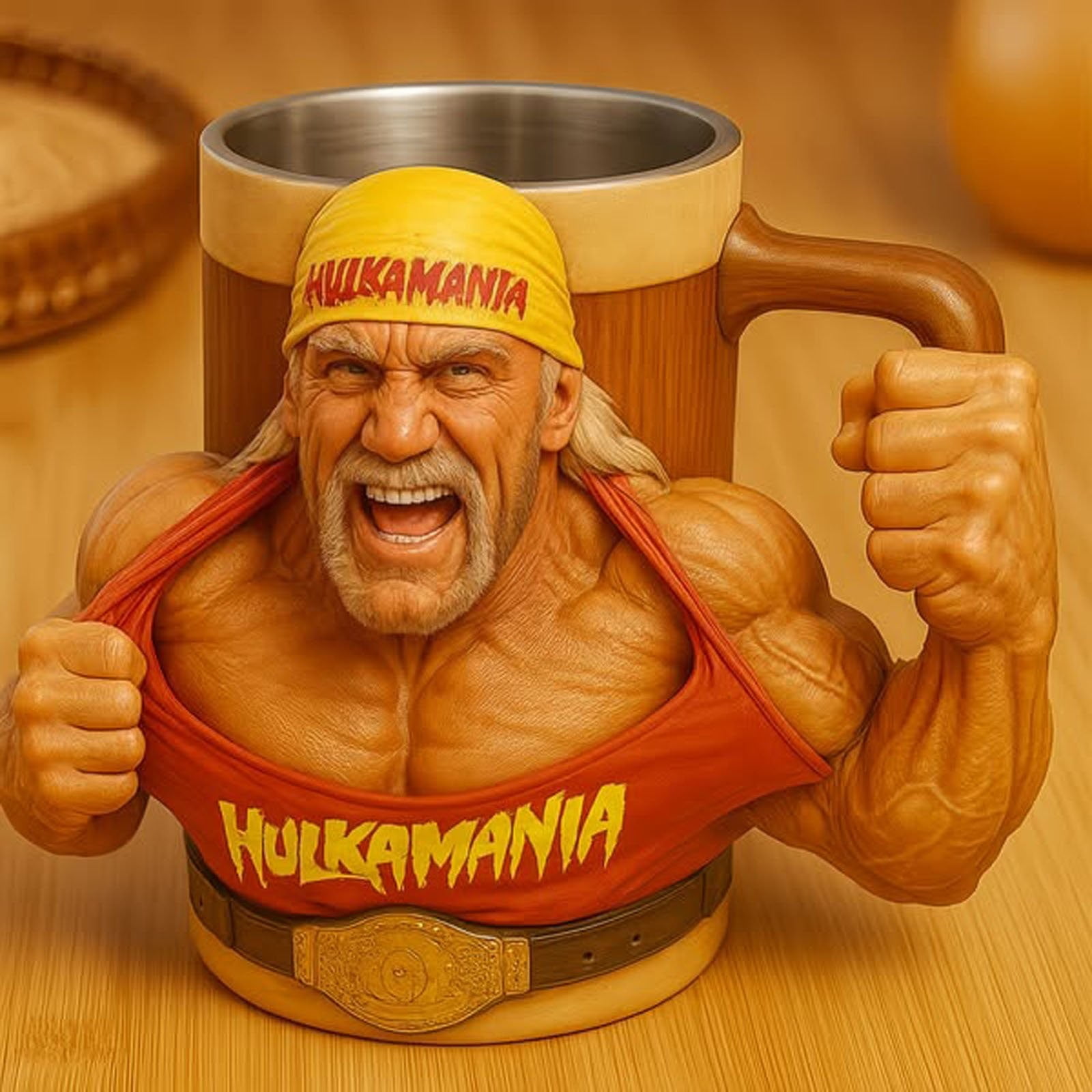 Hulk Hogan 3D Power Mug, 16oz Insulated Travel Cup, 304 Stainless Liner ...