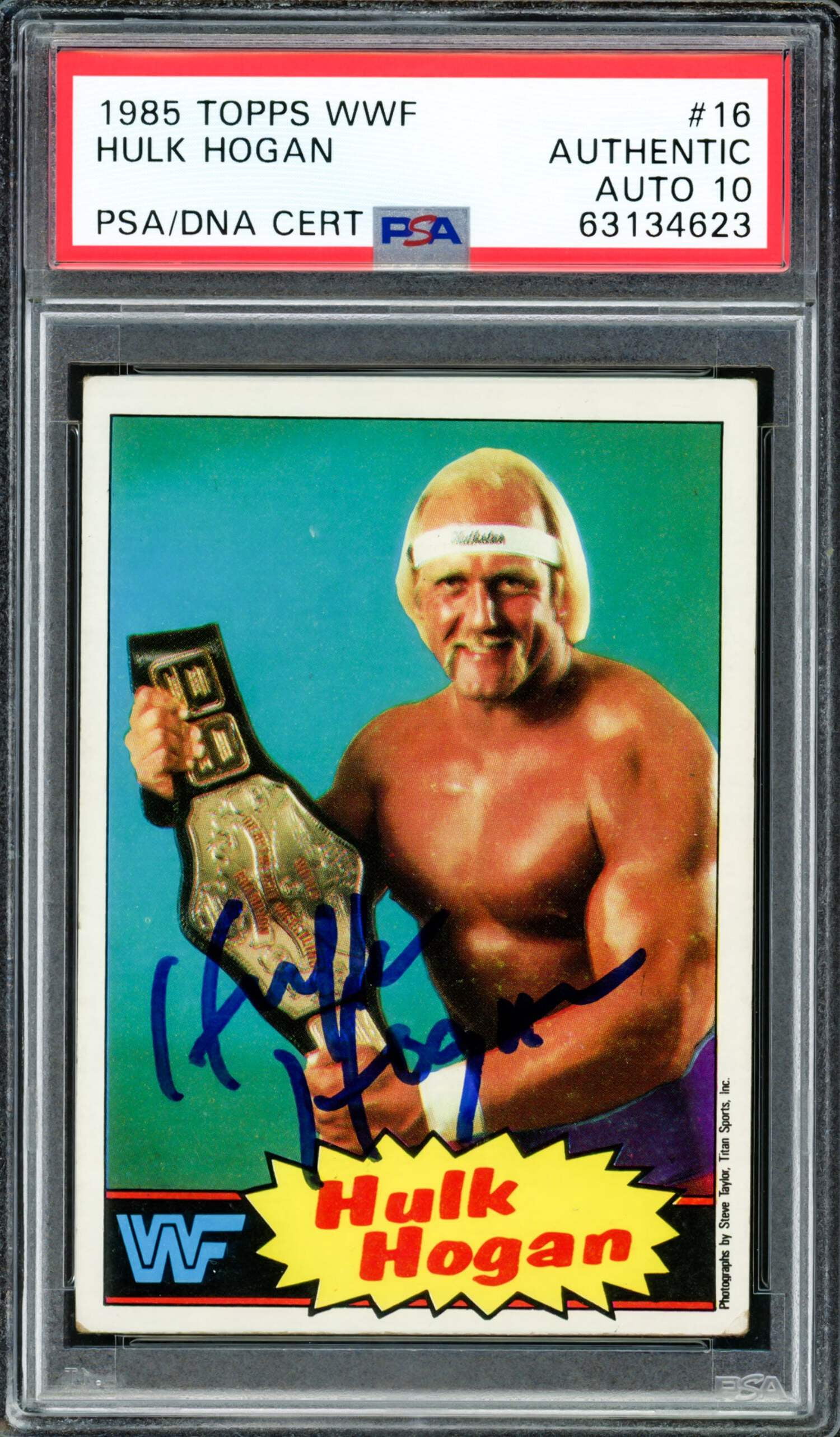 Hulk Hogan Autographed 1985 Topps WWF Rookie Card #16 Auto Grade Gem ...