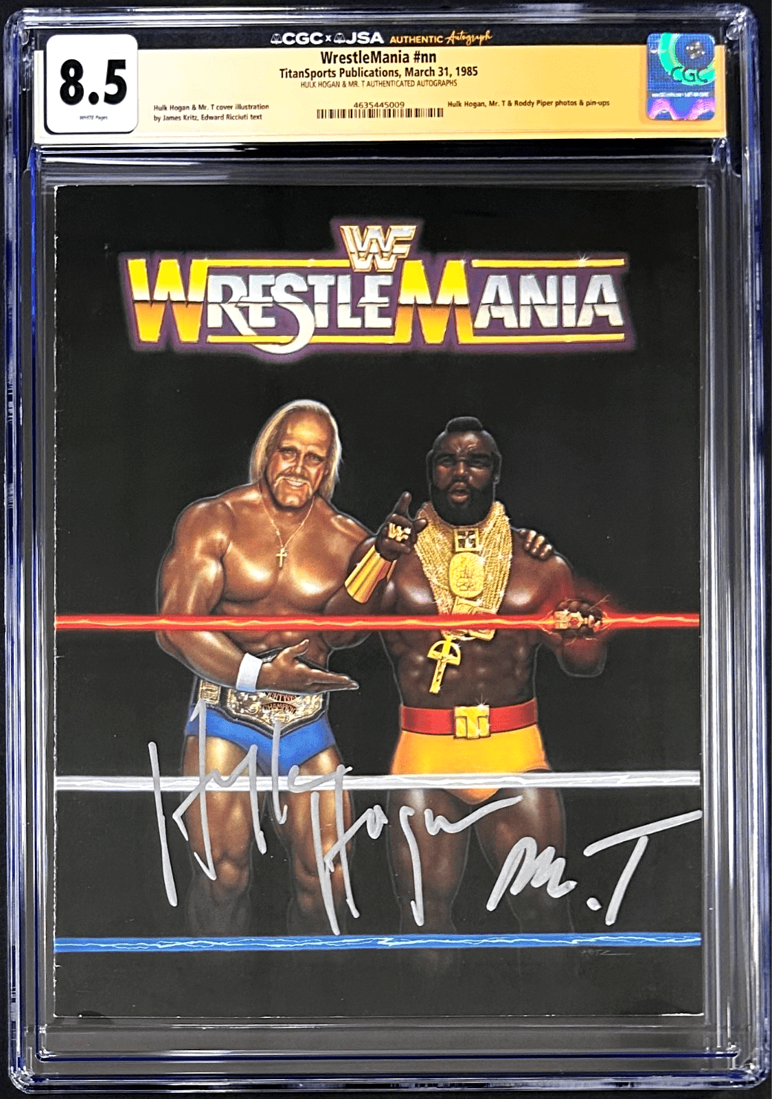 Hulk Hogan & Mr. T Signed WWF WrestleMania Program CGC 8.5 JSA 1st ...